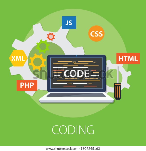 Coding Programming Web Development Secure Transaction Stock Vector (Royalty Free) 1609245163 ...