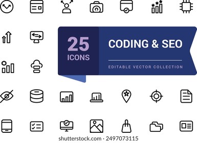 Coding Seo Outline Web Ui Icons Stock Vector (Royalty Free) 2497073115 ...