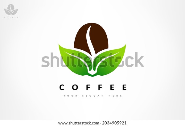 Coffee Bean Leaf Logo Vector Design Stock Vector (Royalty Free ...