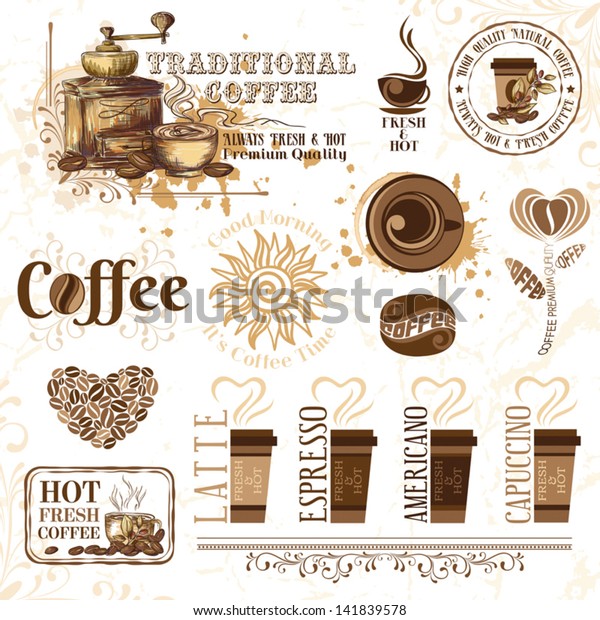 Coffee Design Elements Stock Vector (Royalty Free) 141839578 | Shutterstock