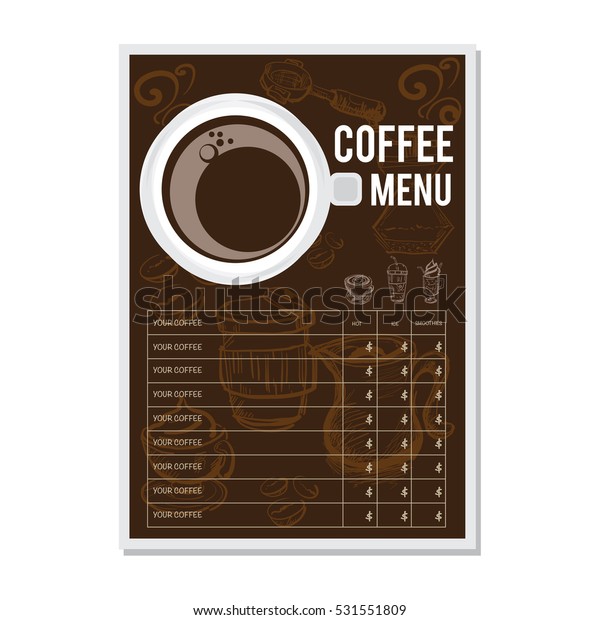 Coffee Menu Template Graphic Design Objects Stock Vector (Royalty Free ...