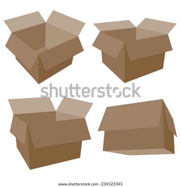 Collection Brown Box Packaging Vector Illustration Stock Vector ...