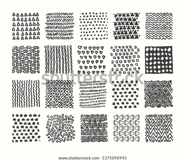 Collection Hand Drawn Vector Patterns Design Stock Vector (Royalty Free ...