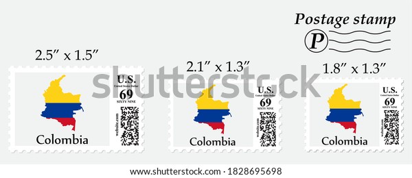 Colombia Flag Map On Postage Stamp Stock Vector (Royalty Free ...