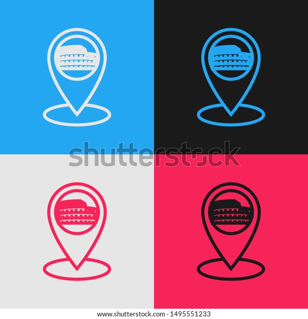 Color Line Map Pointer Coliseum Rome Stock Vector (Royalty Free ...