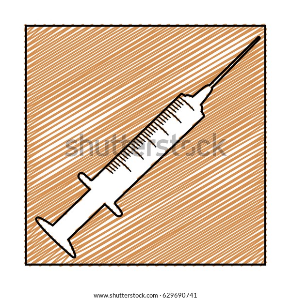 Color Pencil Drawing Square Frame Syringe Stock Vector (Royalty Free ...