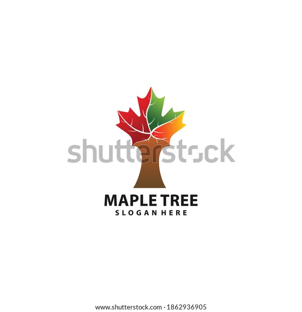 Colorful Maple Tree Logo Vector Abstract Stock Vector (Royalty Free ...