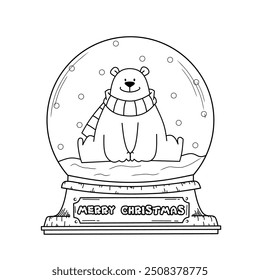 Coloring Page Outline Snow Globe Bear Stock Vector (Royalty Free ...