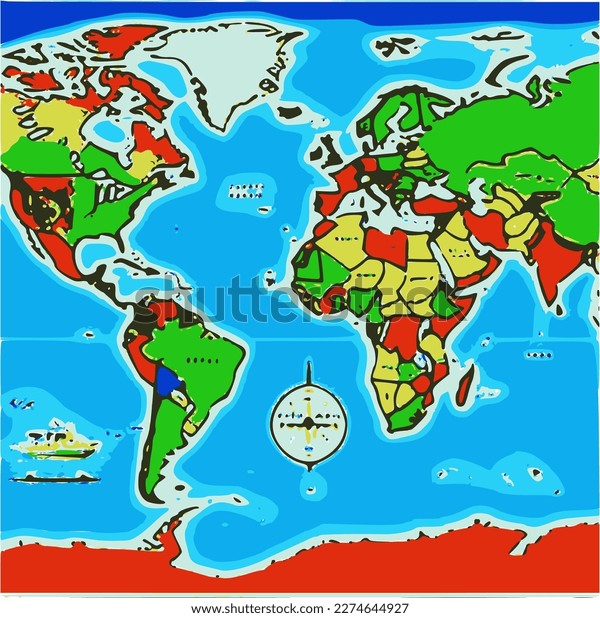 Coloured World Map Vector Stock Vector (Royalty Free) 2274644927 ...