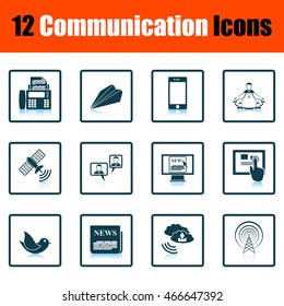 Communication Icon Set Shadow Reflection Design Stock Vector (Royalty ...