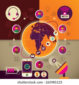 Communication Technology Background Color Vector Illustration Stock ...