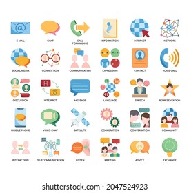 Communication Thin Line Pixel Perfect Icons Stock Vector (Royalty Free ...
