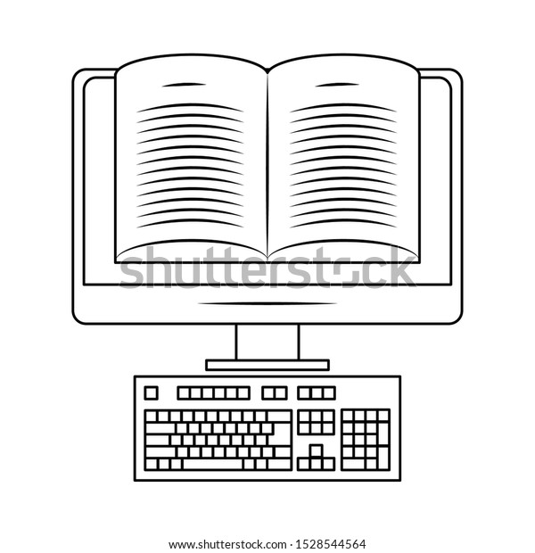 Computer Book Icon On Screen Over Stock Vector (Royalty Free ...