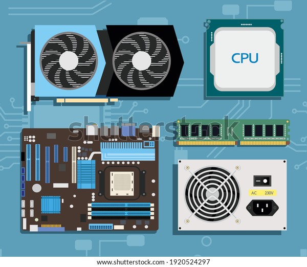 Computer Components Set Illustrations Computer Spare Stock Vector ...