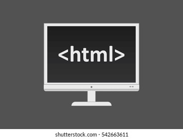 Computer Monitor Html Code Icon Vector Stock Vector (Royalty Free ...