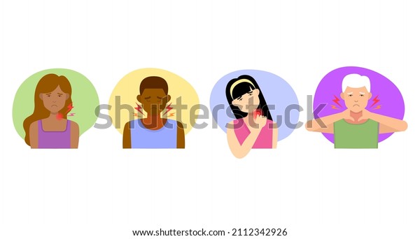 Computer Neck Syndrome Tech Neck Set Stock Vector (Royalty Free ...
