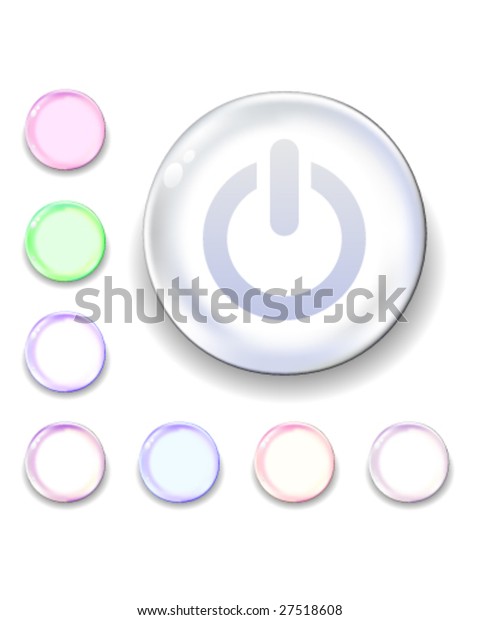 Computer Power Icon On Translucent Glass Stock Vector (Royalty Free ...