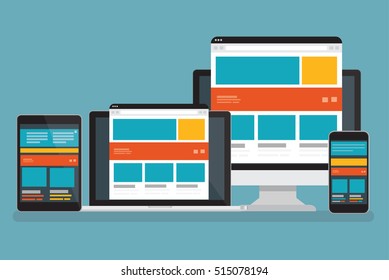 Computer Responsive Concept Designclean Vector Stock Vector (Royalty ...