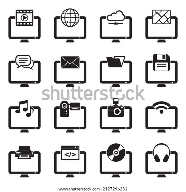 Computer Software Icons Black Flat Design Stock Vector (Royalty Free ...