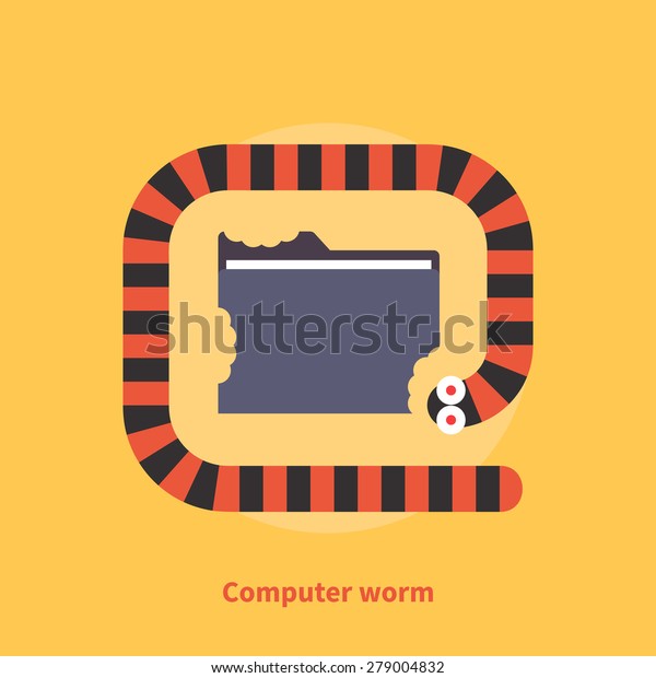Computer Worm File Destruction Hacking Isolated Stock Vector (Royalty ...
