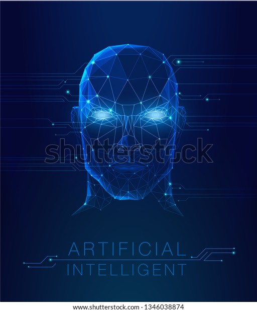 Concept Artificial Intelligence Face Robot Face Stock Vector (Royalty ...