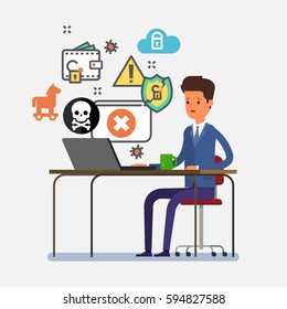 Concept Computer Viruses System Errors Cartoon Stock Vector (Royalty ...