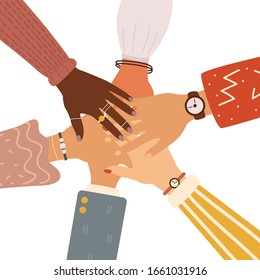 Concept Team Work Friends Stack Hands Stock Vector (Royalty Free ...