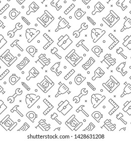 Construction Seamless Pattern Thin Line Icons Stock Vector (Royalty ...