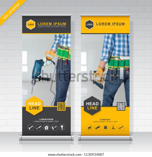 Construction Tools Roll Design Standee Banner Stock Vector (Royalty ...