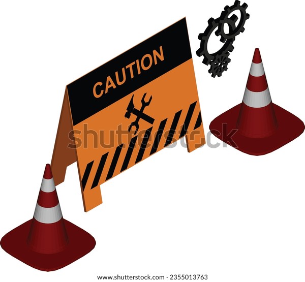 Construction Warning Signs Issues Notifications Can Stock Vector ...