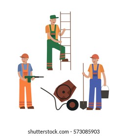 Set Workman Characters Posing Various Diagrams Stock Vector (Royalty ...
