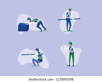 Construction Worker Poses Stock Vector (Royalty Free) 1270092598 ...