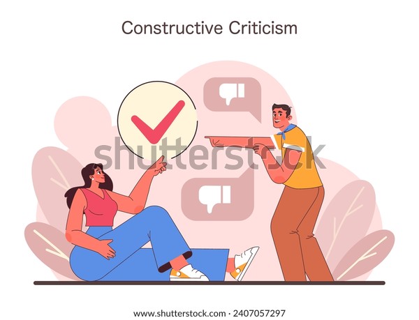 Constructive Criticism Concept Two Characters Engage Stock Vector ...