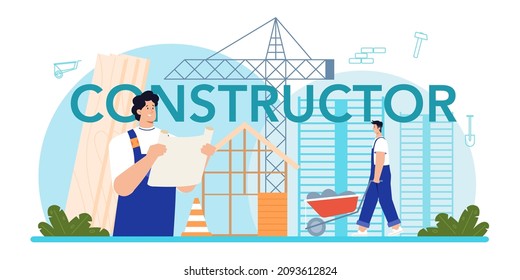 Typographic Header House Road Building Process Stock Vector (Royalty ...