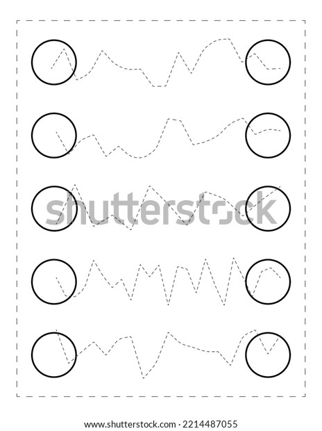 Continue Pattern Pen Dotted Line Practice Stock Vector (Royalty Free ...