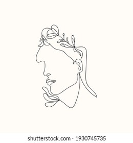 Continuous Woman Face Line Art Minimal Stock Vector (Royalty Free ...
