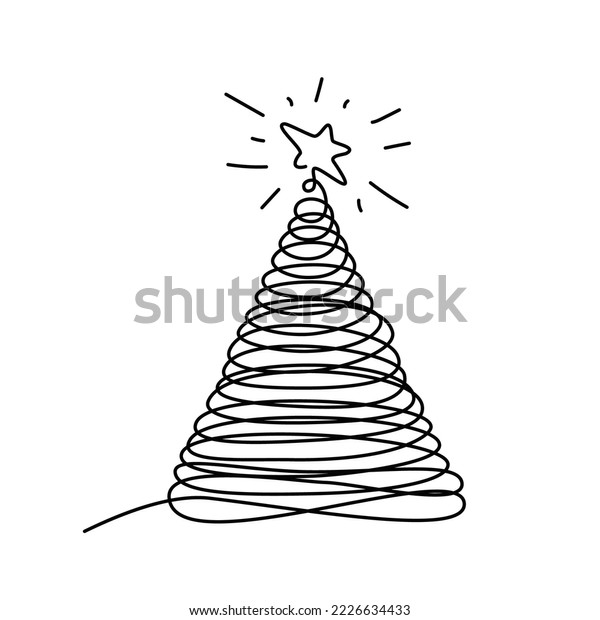Continuous Line Christmas Tree Vector Icon Stock Vector (Royalty Free ...