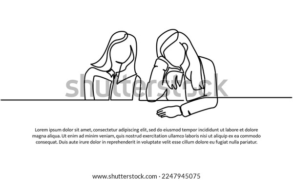 Continuous Line Design Two Sad Looking Stock Vector (Royalty Free ...