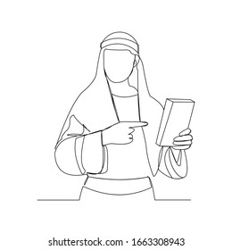 Continuous Line Drawing Arabic Man Holding Stock Vector (Royalty Free ...