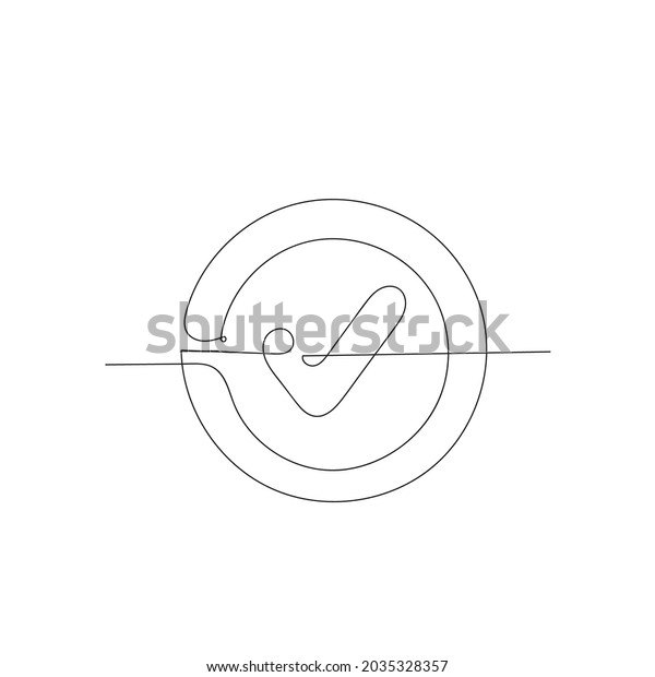 Continuous Line Drawing Check Mark Illustration Stock Vector (Royalty ...