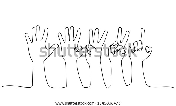 Continuous Line Drawing Counting Hands On Stock Vector (Royalty Free ...