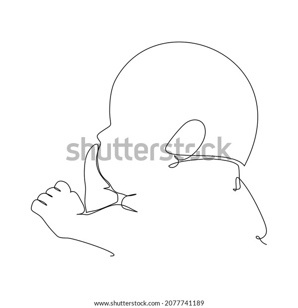 Continuous Line Drawing Cute Baby Vector Stock Vector (Royalty Free ...