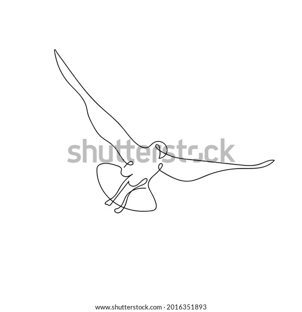 Continuous Line Drawing Flying Bird On Stock Vector (Royalty Free ...