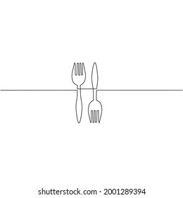Continuous Line Drawing Fork Two Design Stock Vector (Royalty Free ...