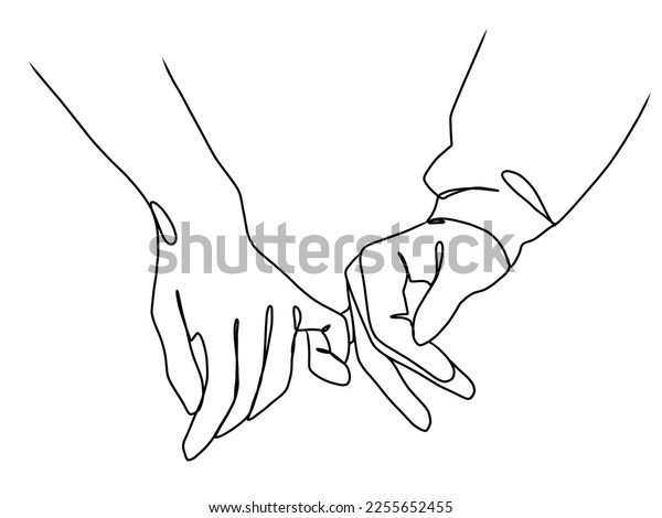 Continuous Line Drawing Hands Couple Minimalist Stock Vector (Royalty ...