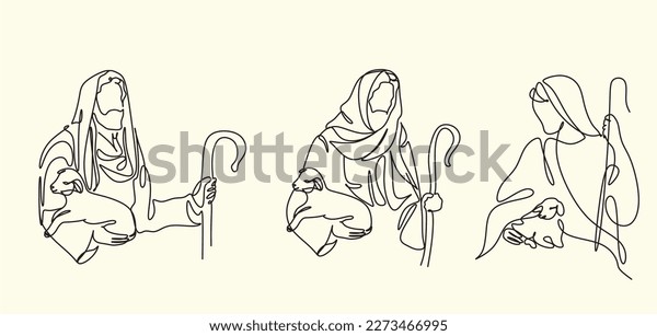 Continuous Line Drawing Jesus Christ Son: เวกเตอร์สต็อก (ปลอดค่า ...