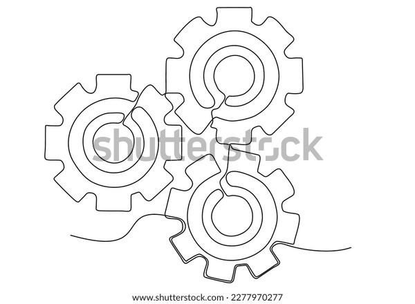 Continuous Line Drawing Machine Gears Gear Stock Vector (Royalty Free ...