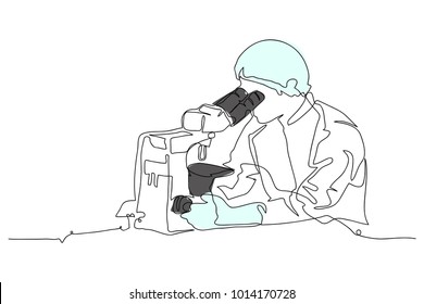 Continuous Line Drawing Scientist Man Looking Stock Vector (Royalty ...