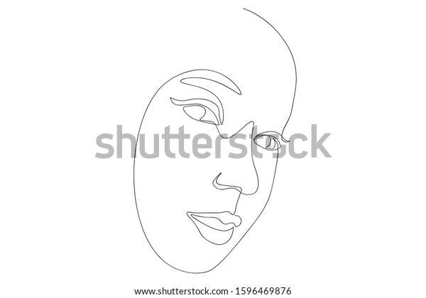 Continuous Line Drawing Set Faces Hairstyle Stock Vector (Royalty Free ...