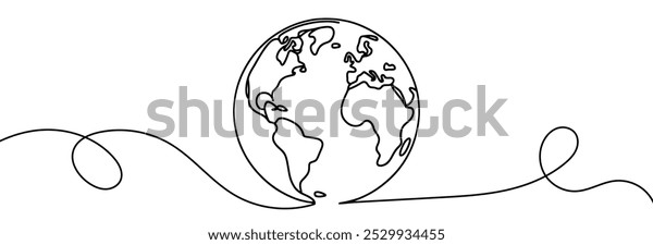 Continuous Linear Drawing Globe Single-line Drawing Stock Vector ...